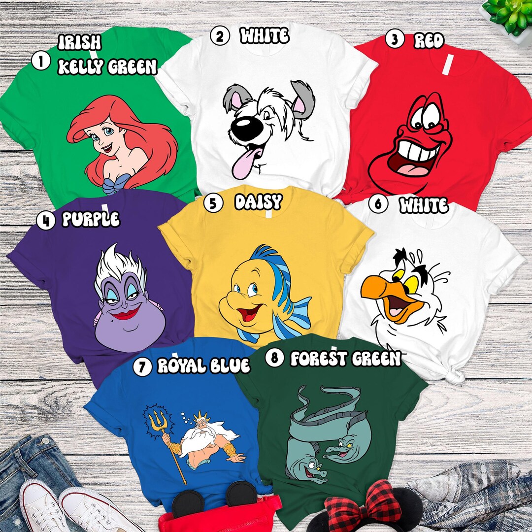 The Little Mermaid Characters Shirt Little Mermaid Matching Costume ...