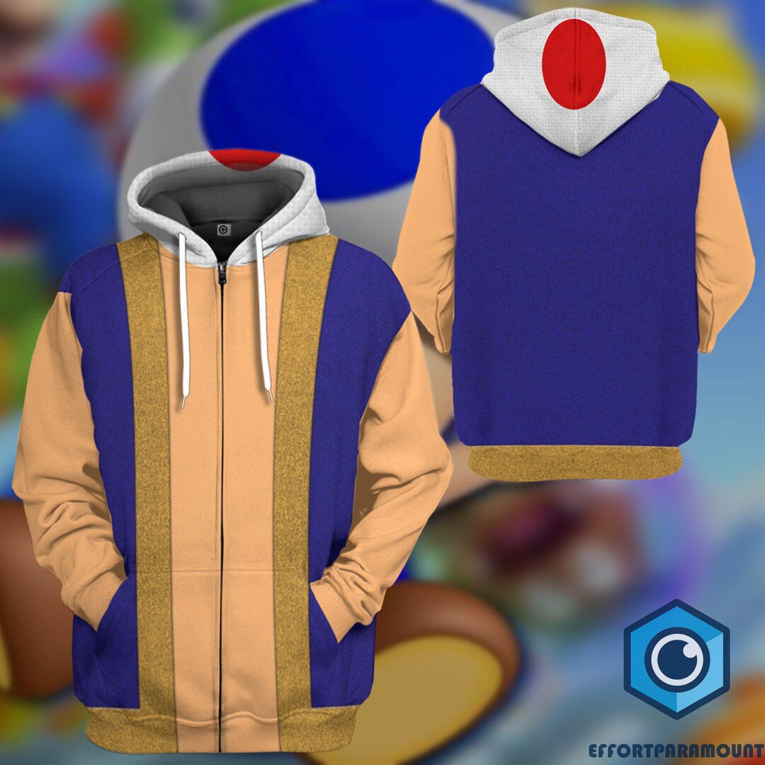 Super Mario Toad Cosplay Hoodie, Halloween Toad Super Mario Costume ...