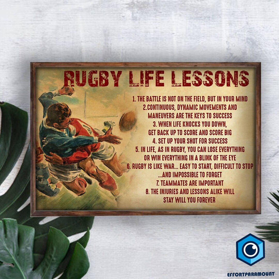 Rugby Poster Rugby Players Rugby Life Lessons Vintage Style Wall Art ...