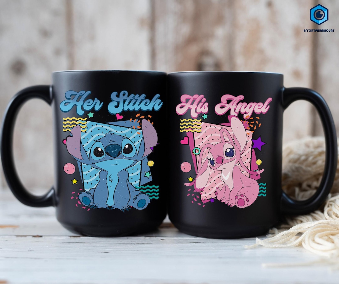 Stitch and Angel Couple Mug , Couple Matching Gift, Valentines Day Mug ...