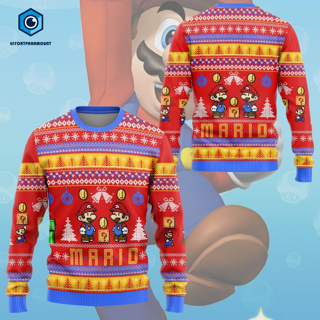 Super Mario Bros Ugly Christmas Sweater, Ugly Christmas Sweater, Funny ...
