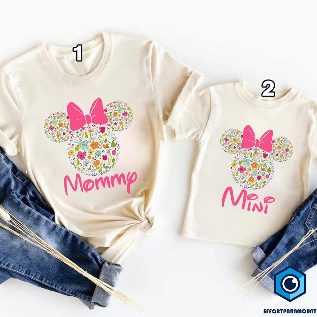 Vintage Flower Minnie Mouse Mommy Mini Shirt, Mama and Mini Matching ...