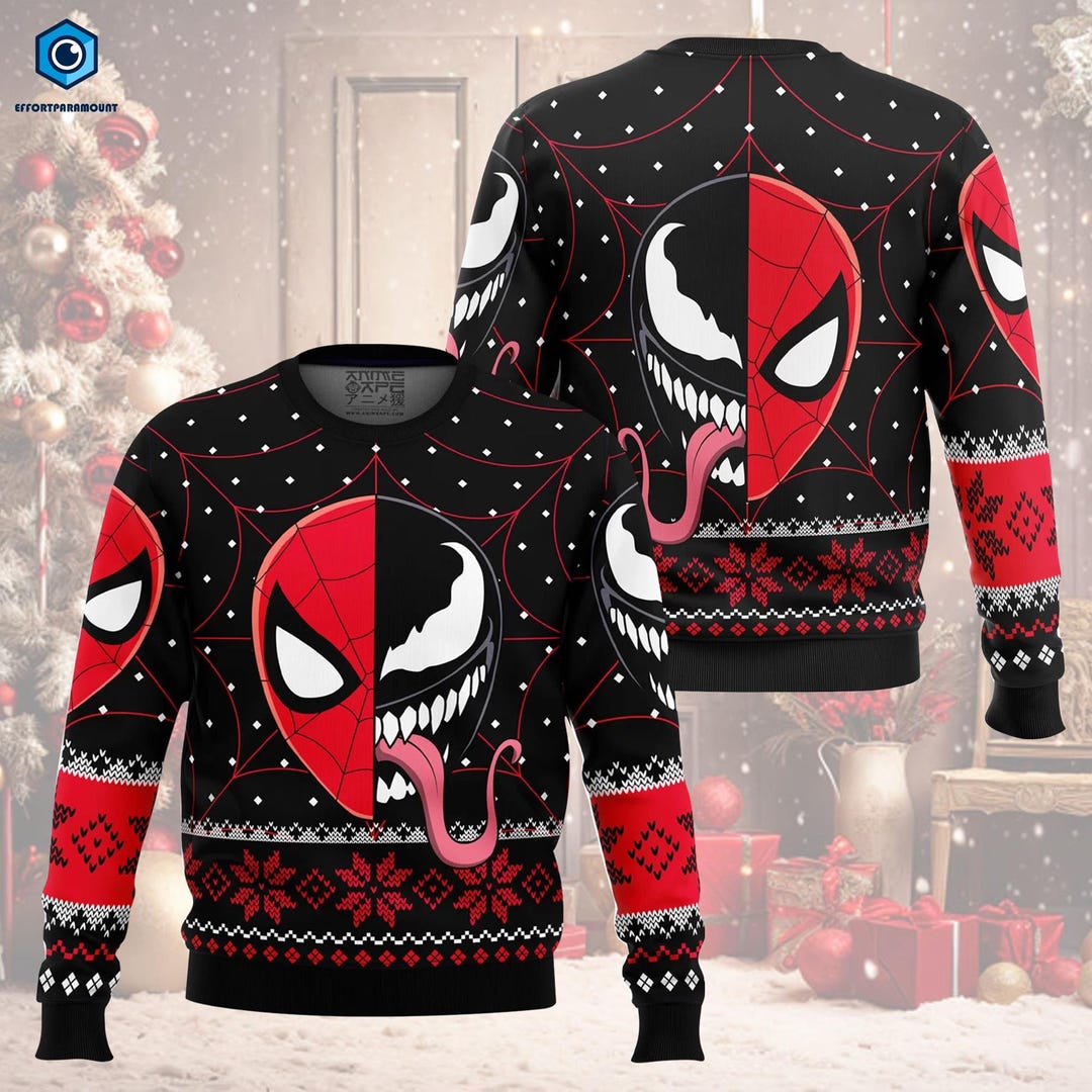 Spiderman Venom Comics Ugly Christmas Sweater, Superhero Christmas ...