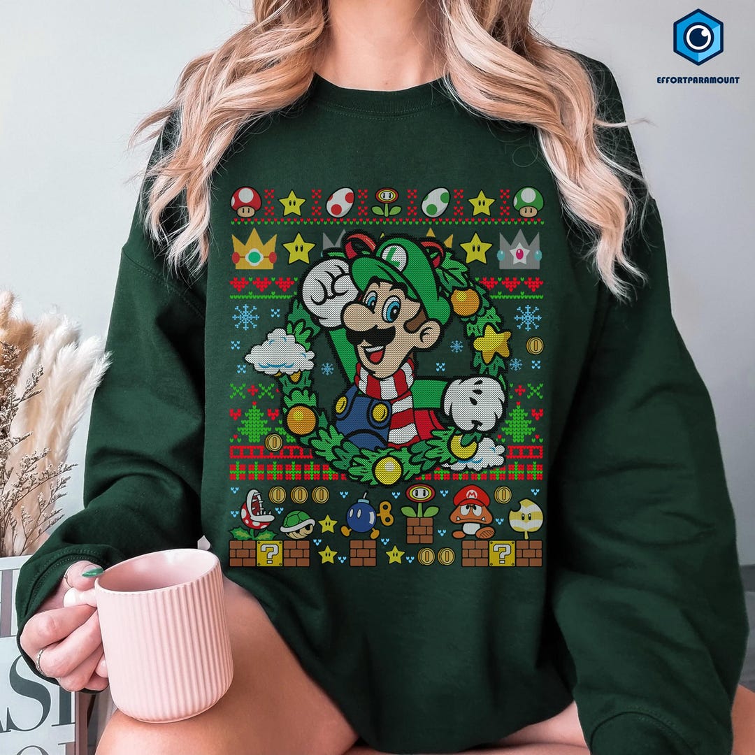 Luigi Super Mario Christmas Shirt, Luigi Christmas Shirt, Super Mario ...