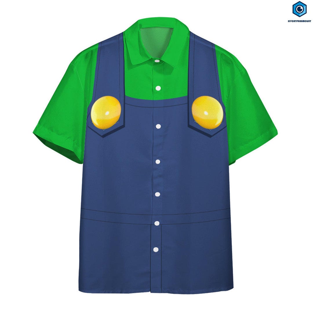Super Mario Luigi Shirt, Luigi Outfit, Mario Hawaiian Shirt, Mario ...