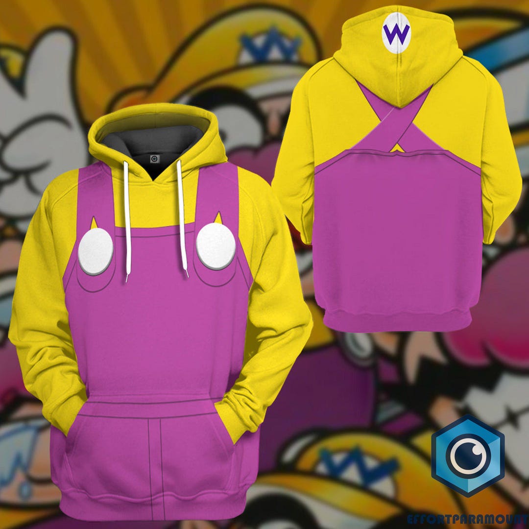 Wario Halloween Cosplay Hoodie, Wario Costume Shirts, Super Mario ...