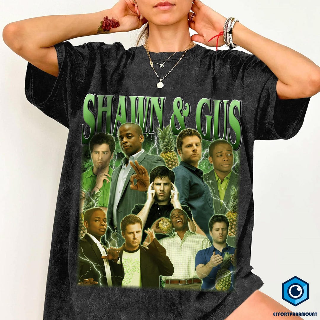 Shawn and Gus Psych Tv Show Mineral Washed T-shirt, Vintage Psych Shirt ...