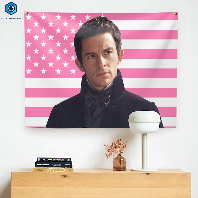 Jonathan Bailey Pink American Flag Tapestry – Aesthetic Wall Art – Teen ...