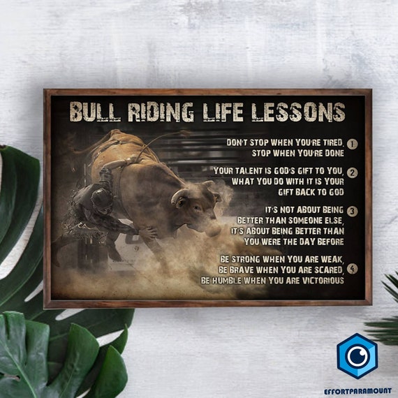 Rodeo Bull Riding Poster Life Lessons Vintage Style Wall Art | Etsy