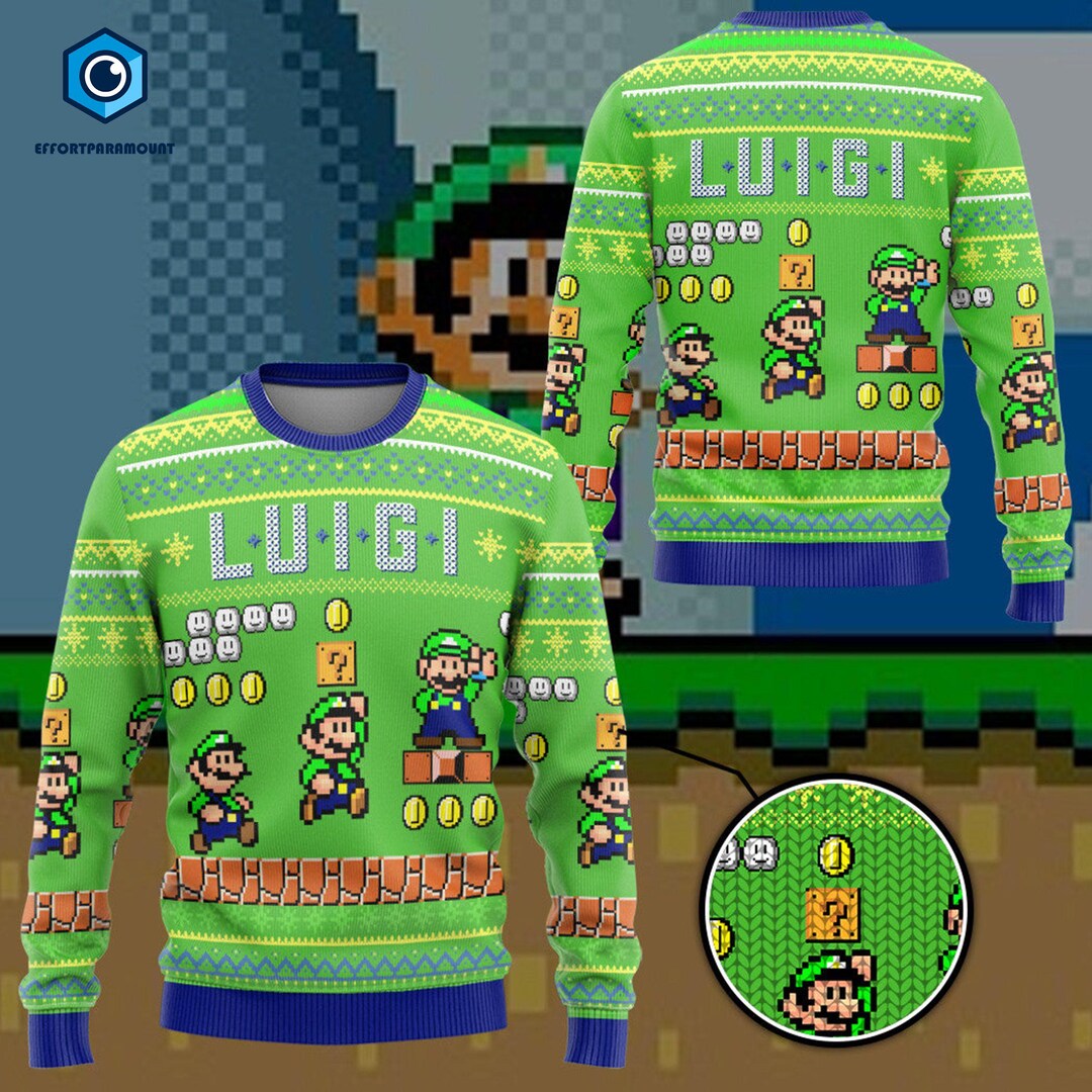 Super Mario Luigi Ugly Sweater, Bowser Mario Bros Xmas Sweatshirt ...