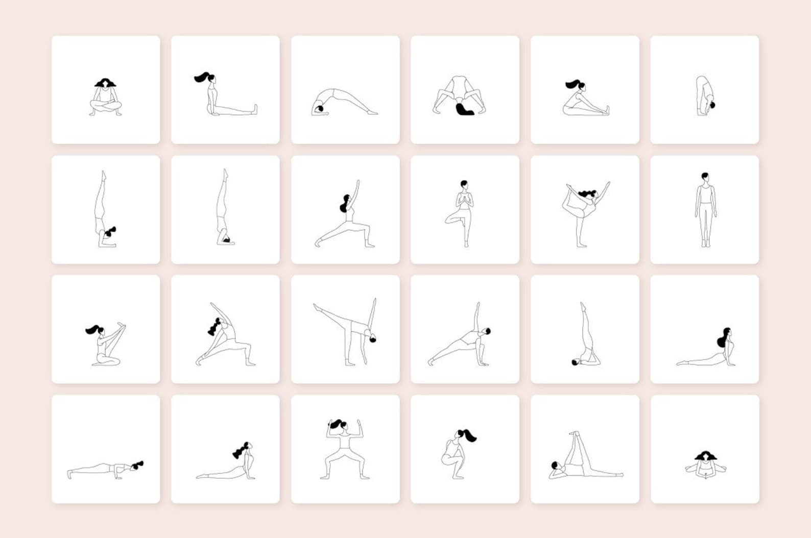 Yoga Icons: Pose Icon Illustrations - Etsy