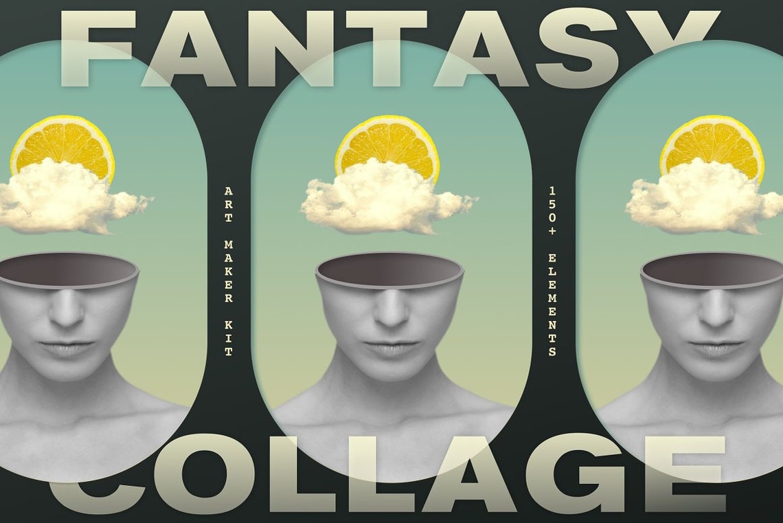 Fantasy Collage: Retro Art Elements - Etsy
