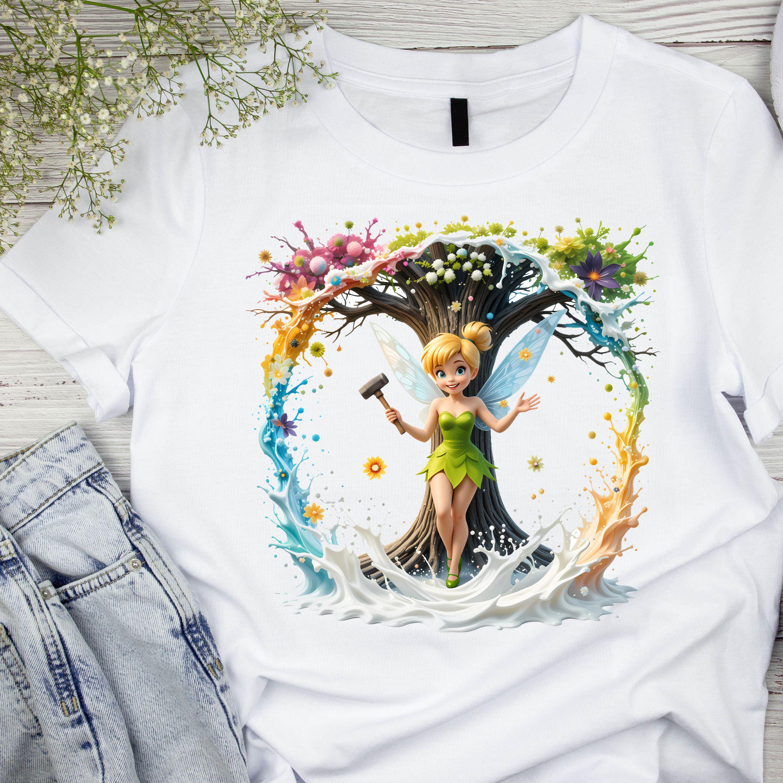 4 PNG Tinkerbell Fairies Watercolor Splash Digital Design PNG File for ...