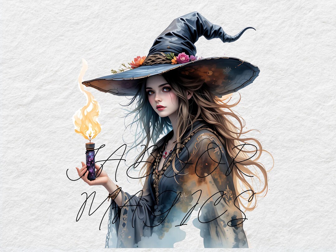 Watercolor Witch Clipart Bundle, Magic Fantasy Art (digital Download ...