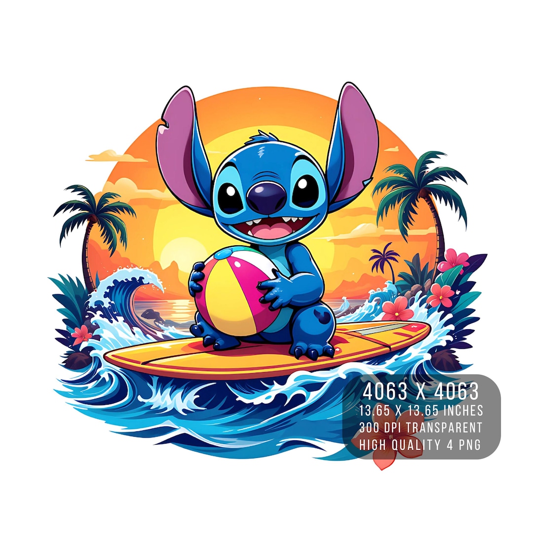Stitch Summer PNG – Surfboard, Beach Ball, Sublimation (digital ...