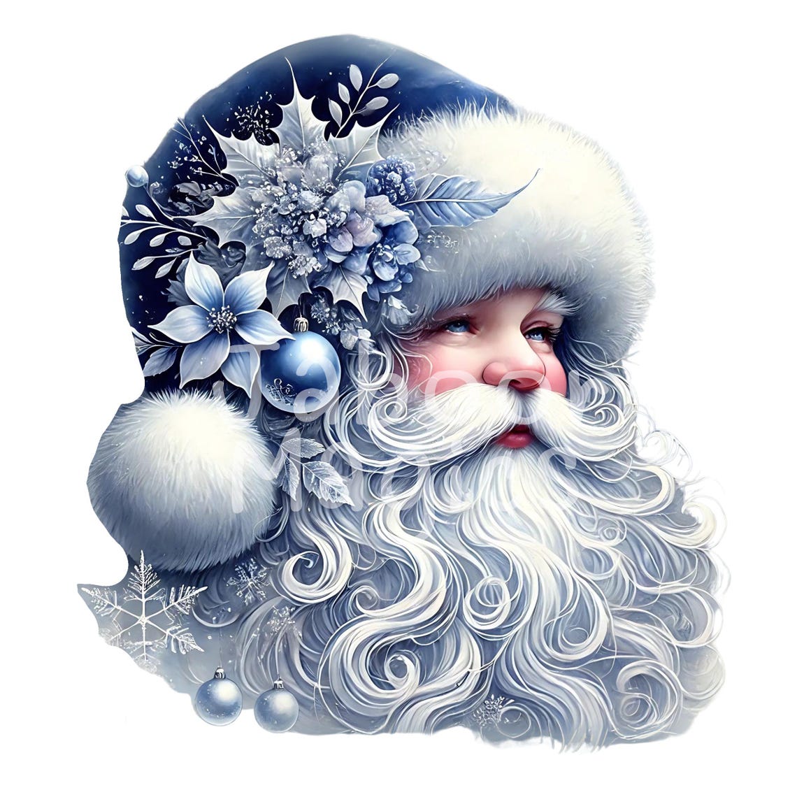 Watercolor Blue Santa Claus Sleigh Clipart Bundle (PNG) - Etsy