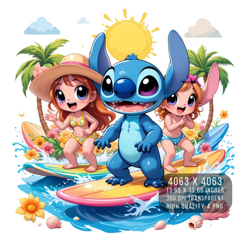 4 PNG Stitch Summer Digital Design PNG File for Sublimation - High ...