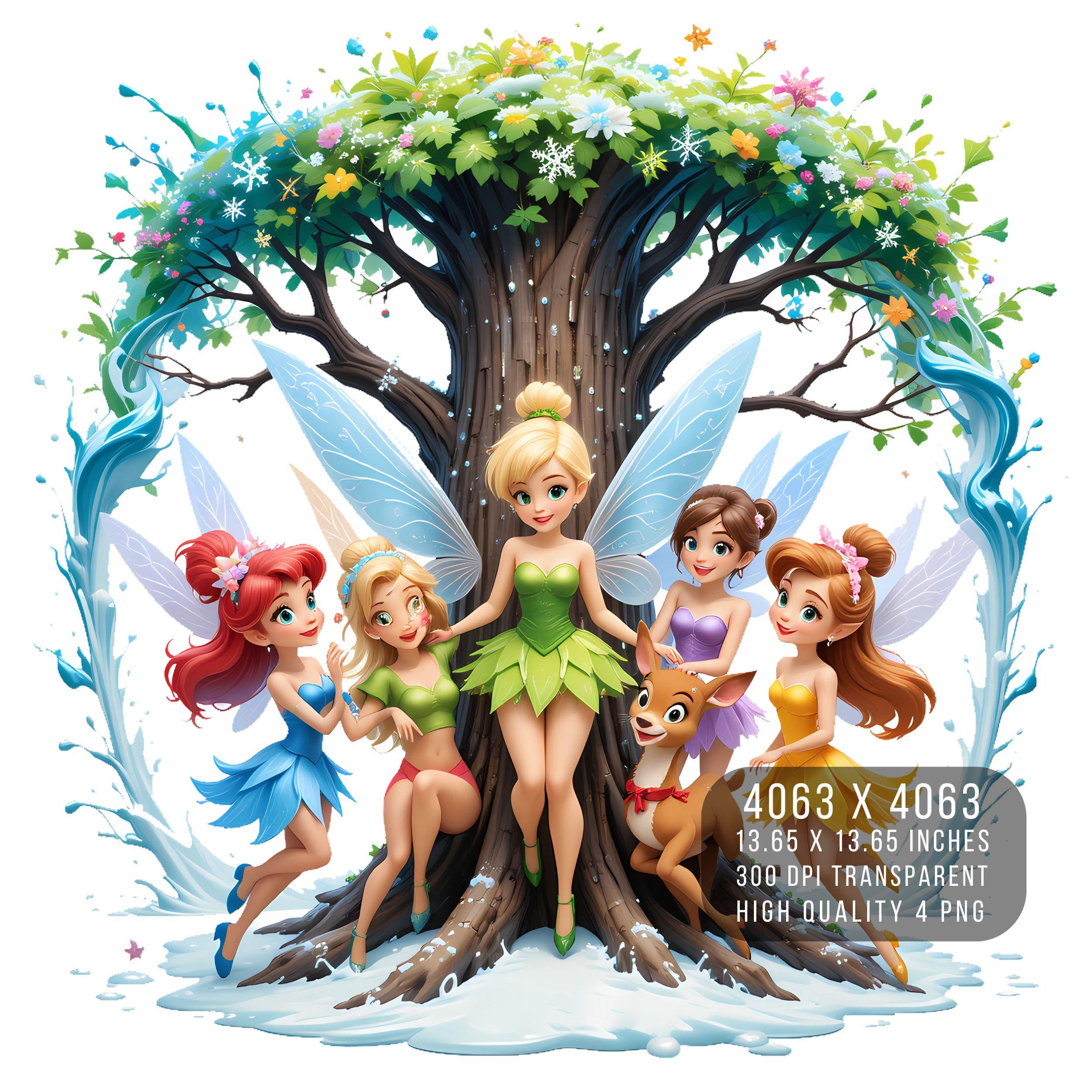 4 PNG Tinkerbell Fairies Watercolor Splash Digital Design PNG File for ...