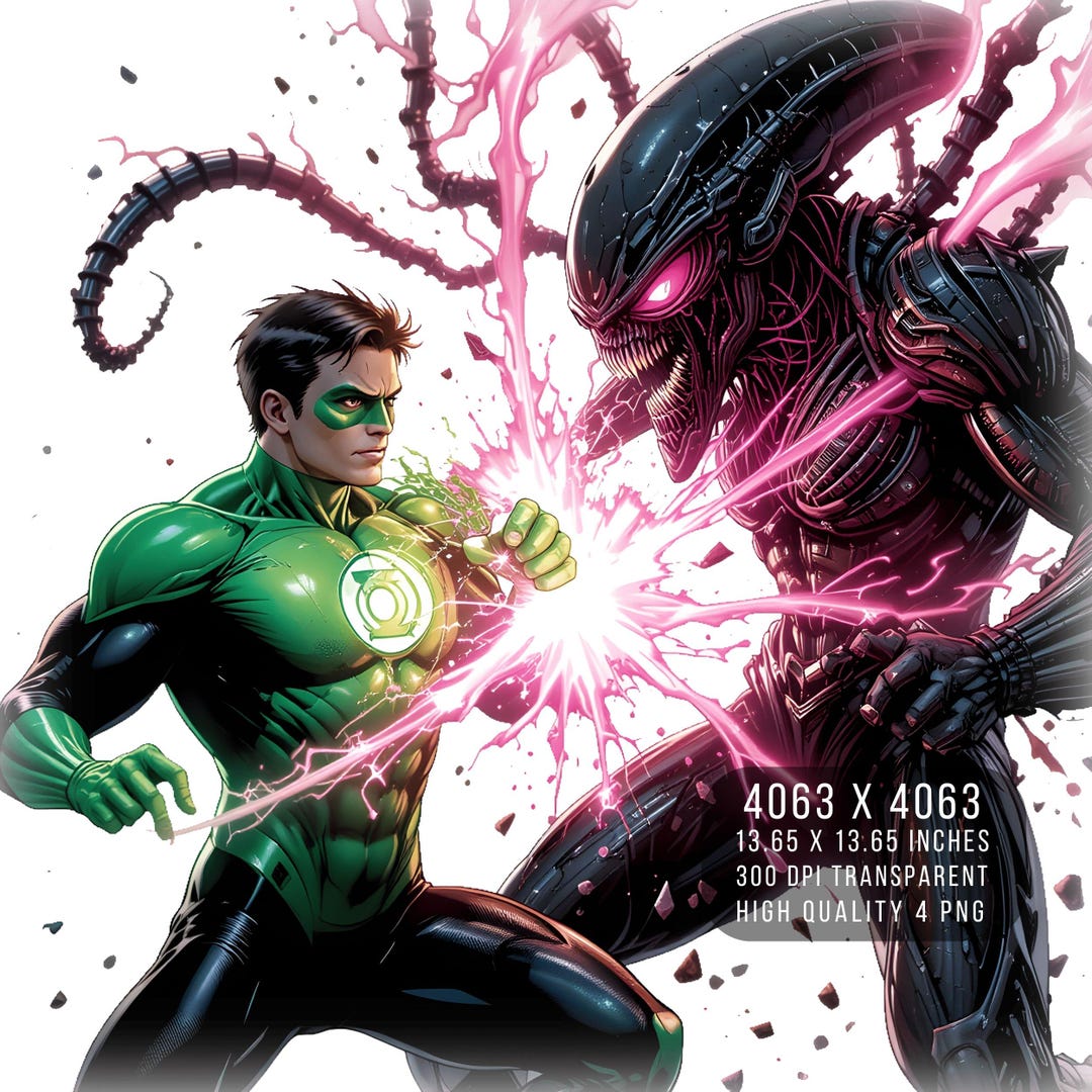 Greenman Vs Alien PNG – Superhero Fan Art (digital Download) - Etsy