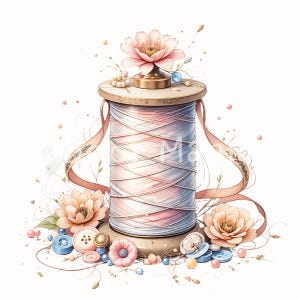 Spool of Thread Sewing Clipart, 12 PNG Craft Supplies Lovers Gift ...