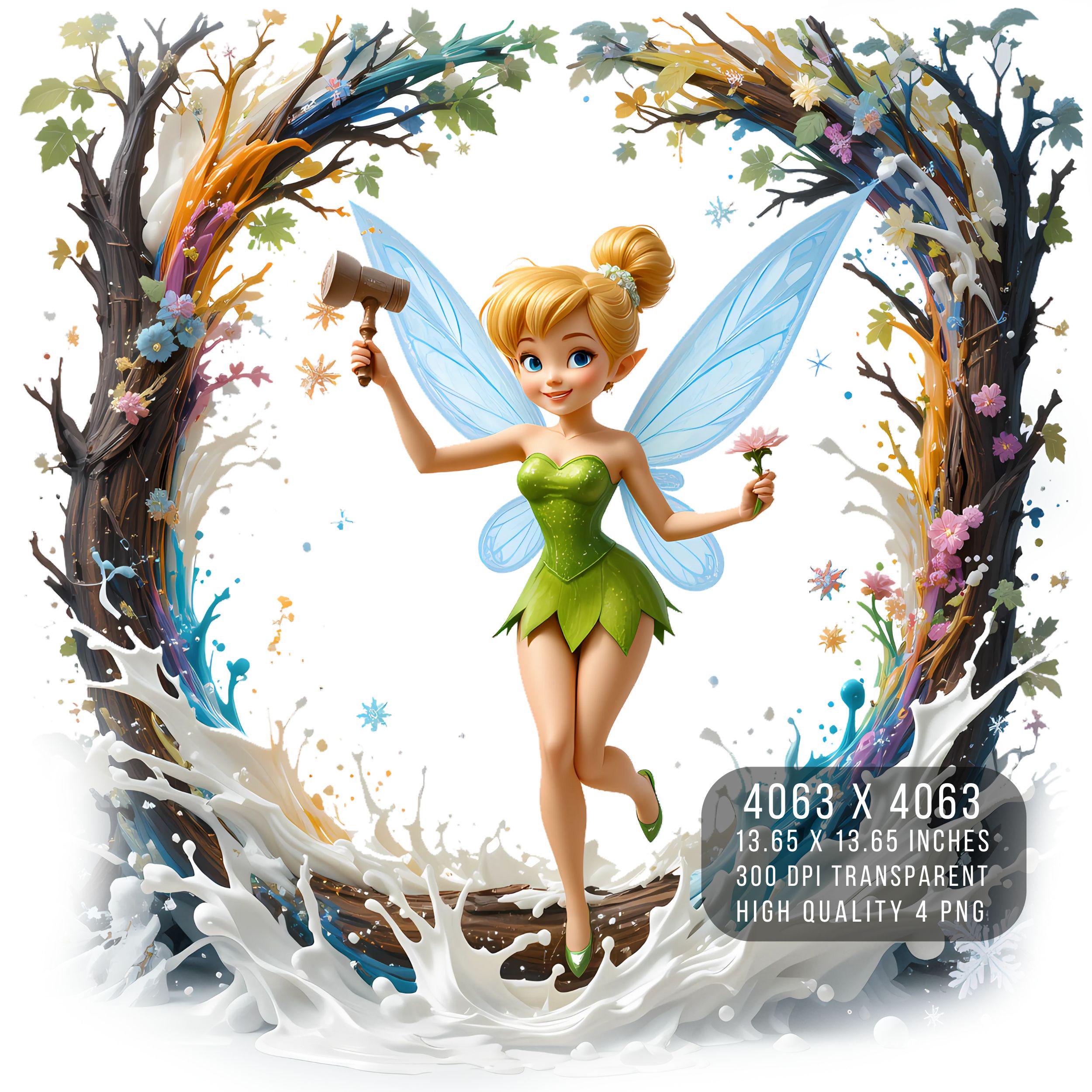 4 PNG Tinkerbell Fairies Watercolor Splash Digital Design PNG File for ...