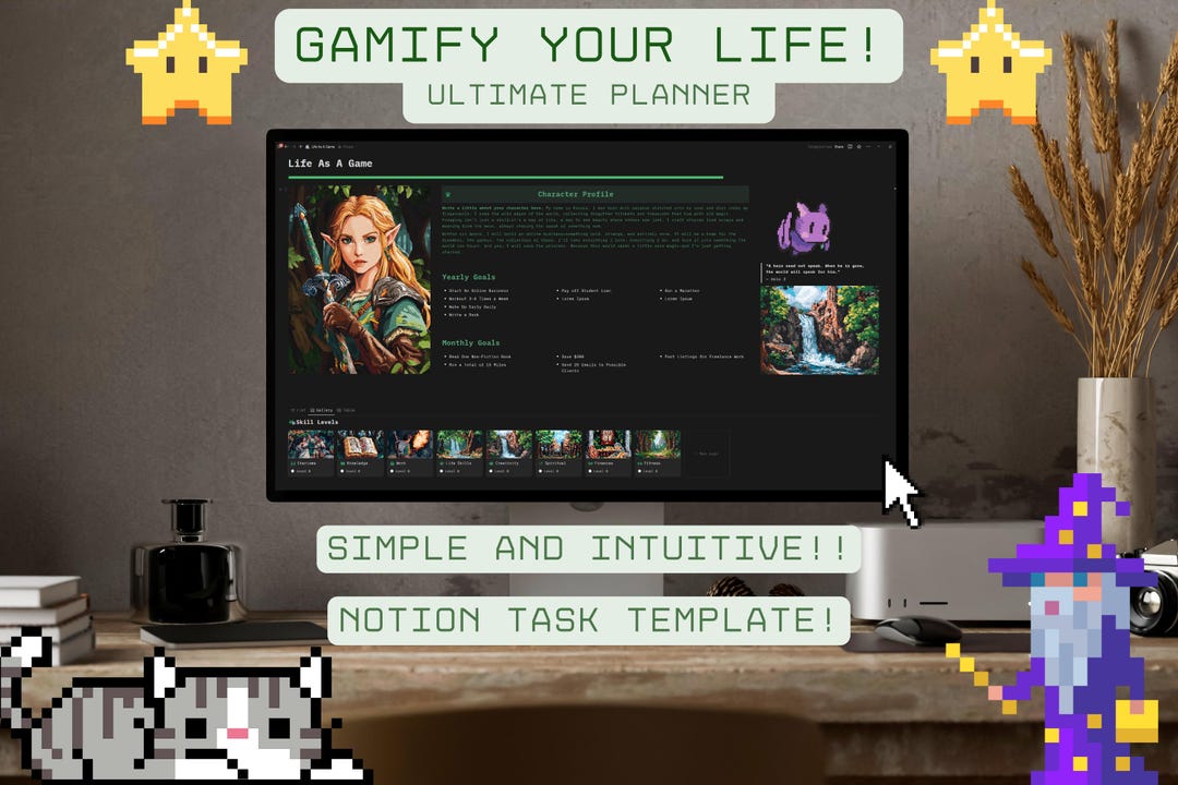 Gamify Your Life Notion Planner RPG Dashboard One Page Template Task ...