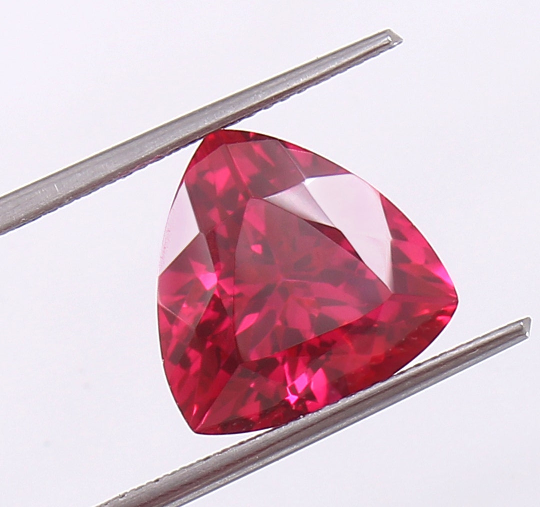 AAA 7 MM Flawless Mozambique Red Ruby Gemstone Cut, Loose Trillion Ruby ...