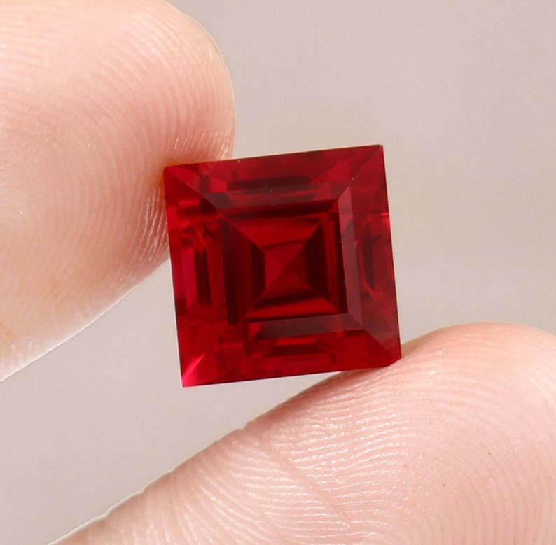 AAA 10 MM Flawless Blood Red Ruby Loose Square Gemstone Cut Transparent ...