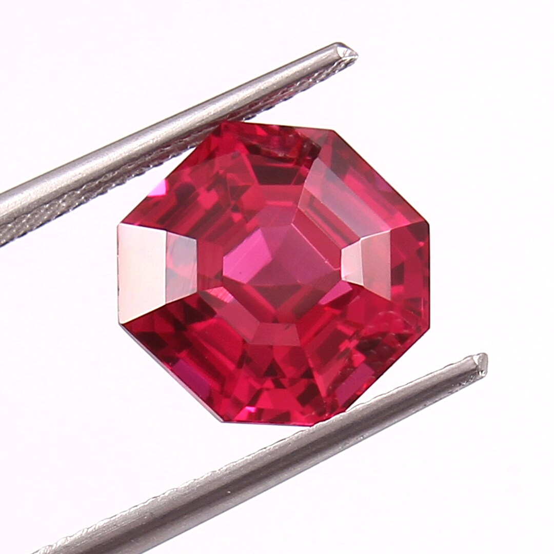AAA Blood Red Ruby, Loose Asscher Cut Gemstone, 10mm for Jewelry Making ...