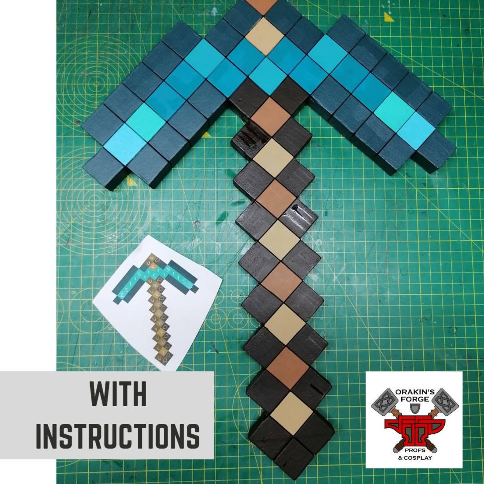 Minecraft Pickaxe Foam Template with Instructions - Etsy Ireland
