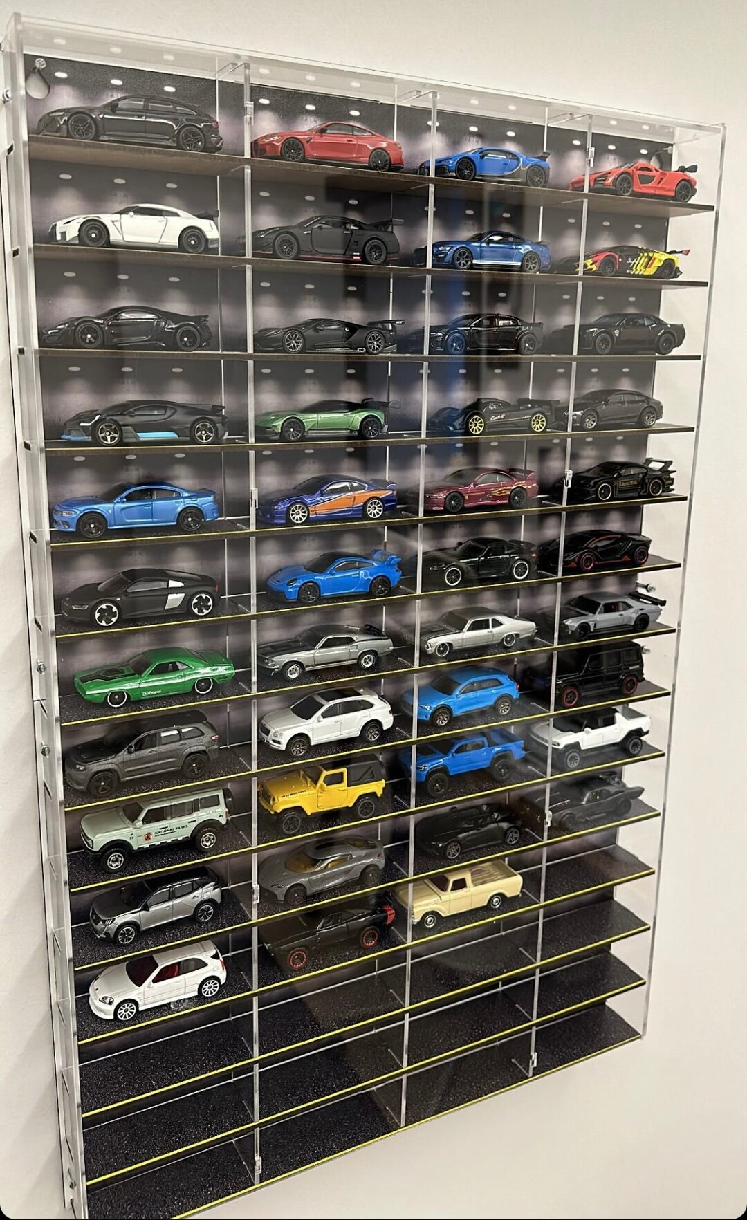 1/64 Scale Wall Display Shelf for 56 Diecast Cars Storage Wall Stand ...