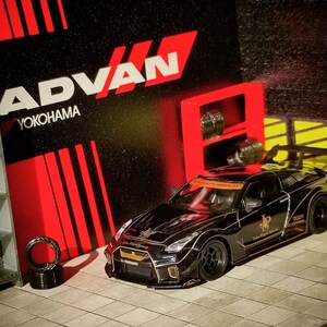 For 1:64 Scale Diecast Cars Advan Service Diorama and Parking Lot for ...