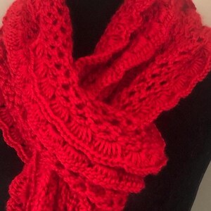 Red Crochet Scarf - Etsy