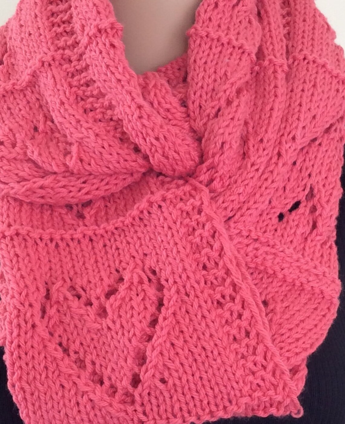Pink-knitted Infinity Scarf - Etsy