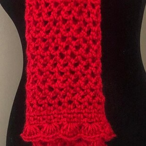 Red Crochet Scarf - Etsy