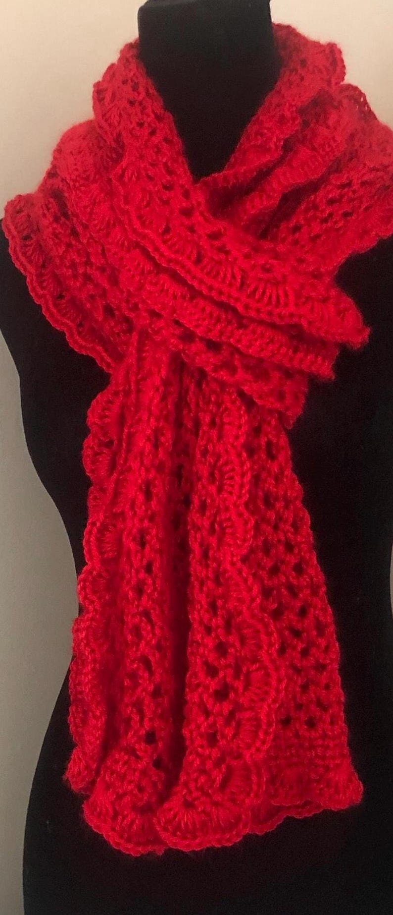 Red Crochet Scarf - Etsy