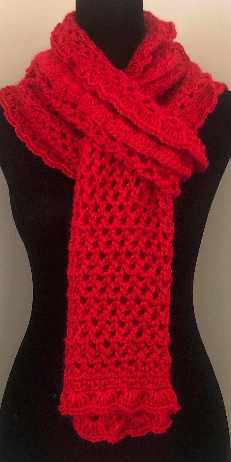 Red Crochet Scarf - Etsy