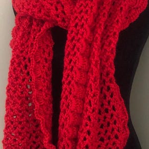 Red Crochet Scarf - Etsy