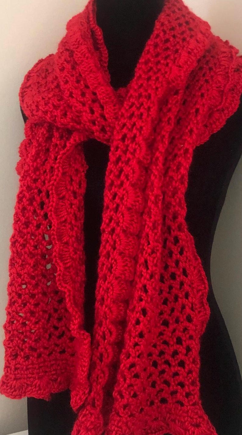 Red Crochet Scarf - Etsy
