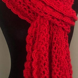 Red Crochet Scarf - Etsy