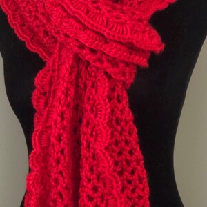Red Crochet Scarf - Etsy