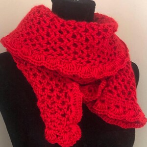 Red Crochet Scarf - Etsy