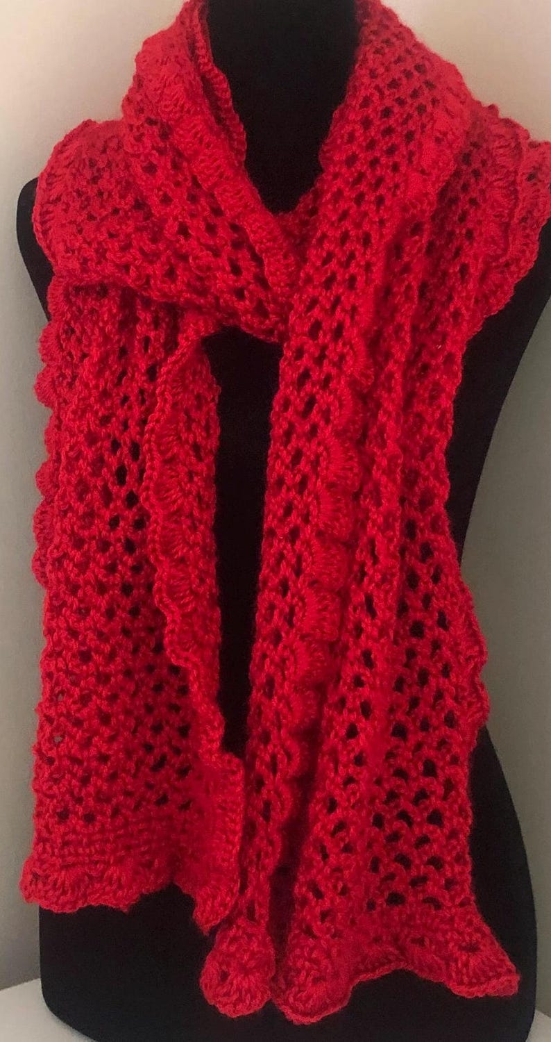 Red Crochet Scarf - Etsy
