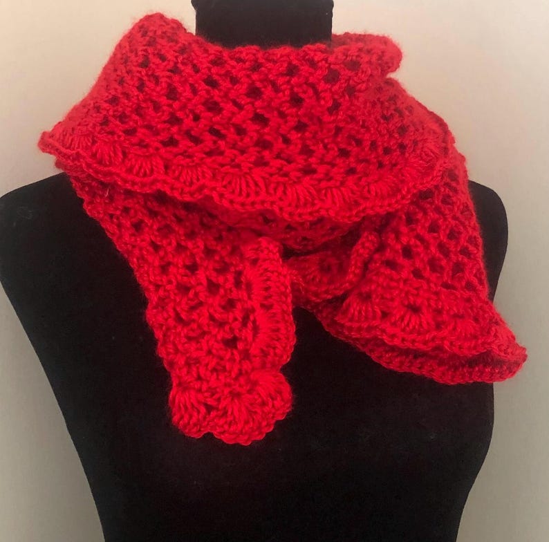 Red Crochet Scarf - Etsy