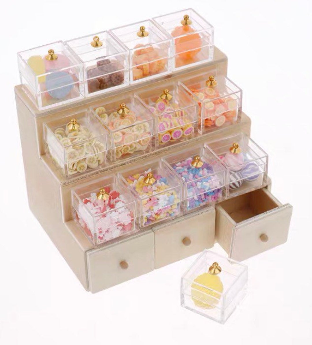 Dollhouse Miniature Candy Shop Display Shelf With Drawers Candy Shop ...