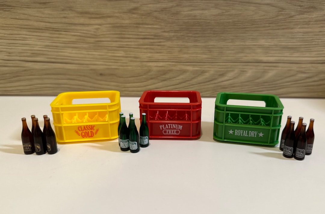 1/12 Dollhouse Miniature Beers With Beer Crate Set Pub Drink Supplies ...