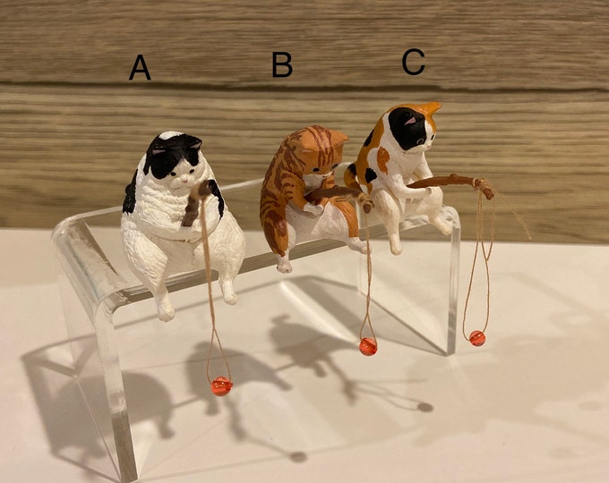 Miniature Fishing Cat Figurines Approx. 3-4cm Tall Beautifully Detailed ...
