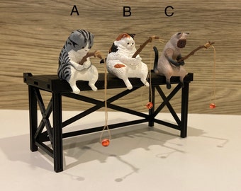 Miniature Fishing Cat Figurines Approx. 3-4cm Tall Beautifully Detailed ...