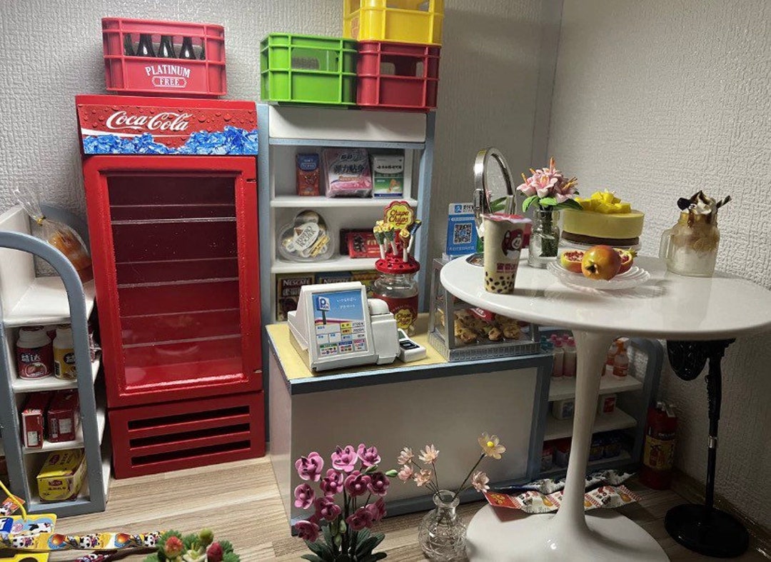 1/12 Dollhouse Miniature Convenience Store Soda Drink Display Fridge - Etsy