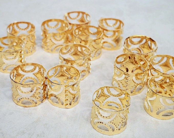 Large Gold Cuffs Loc Braid Natural Hair Jewelry Set 14 Pieces, Pretty ...